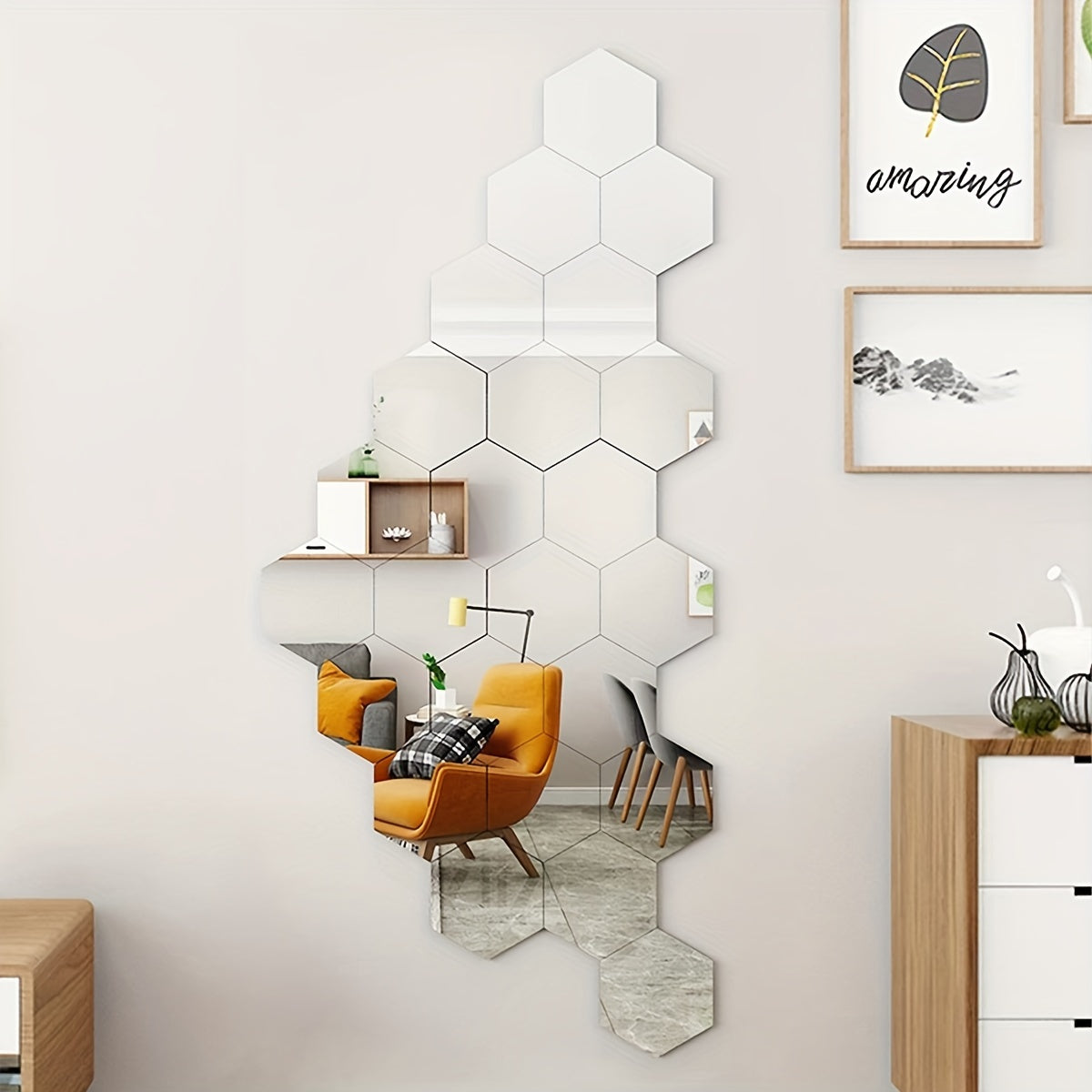 12pcs Wall Stickers, Wall Decor Removable Mirror Stickers, DIY Mirror ...